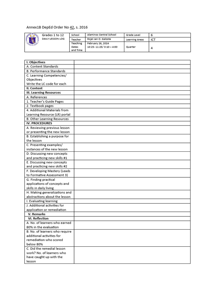 DepEd DLL - English | PDF