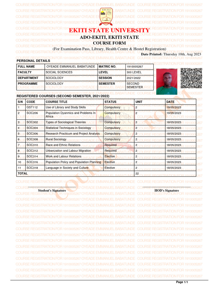 Course Form (1) | PDF