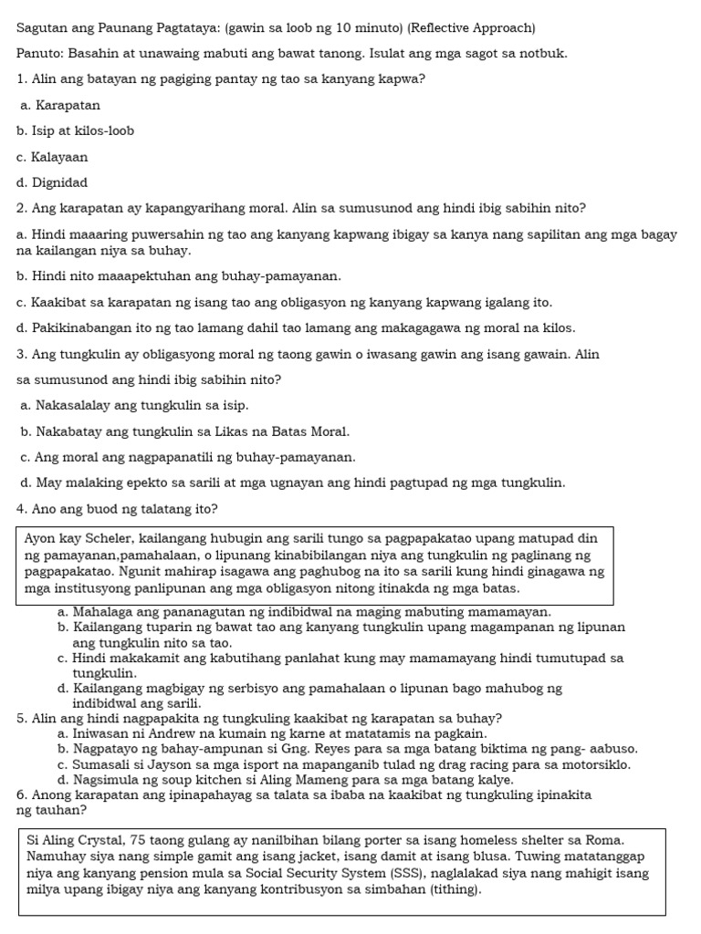 Paunang Pagtataya - 1 | PDF