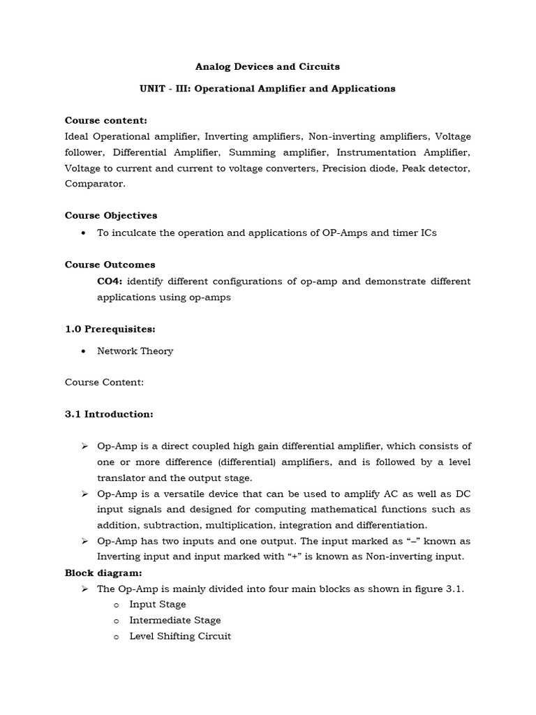 ADC Unit 3 LM Op Amp | PDF | Operational Amplifier | Amplifier