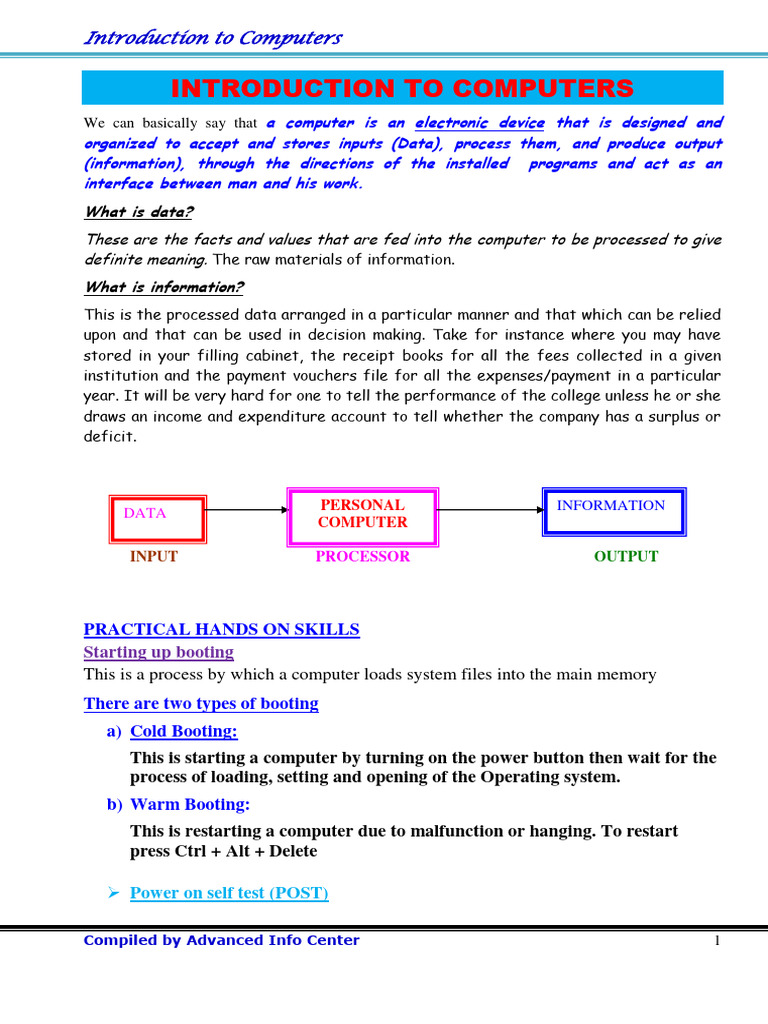 Introduction To Computers. | PDF | Computer Keyboard | Optical Character Recognition