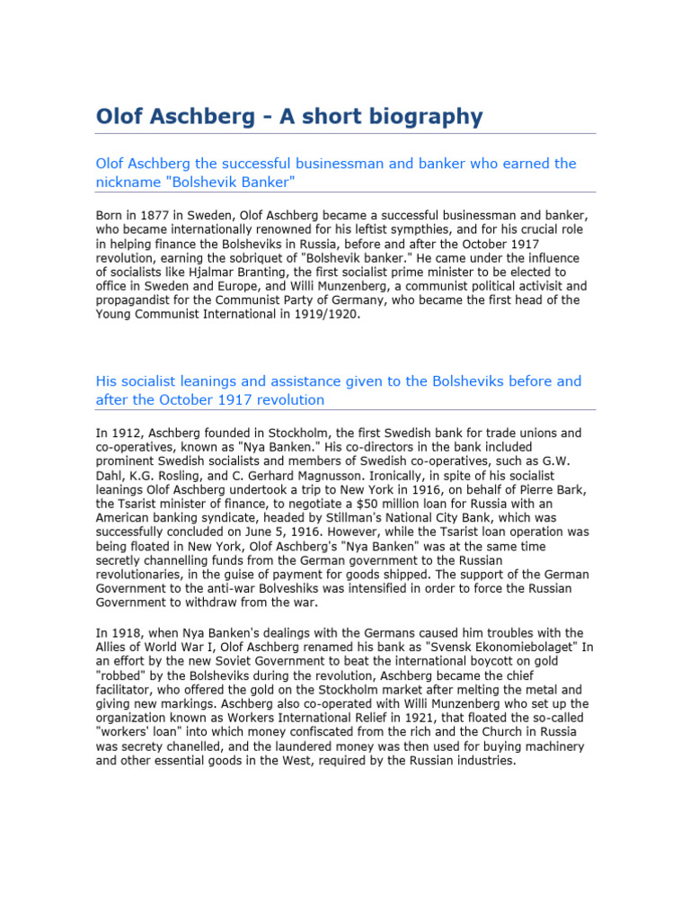 Olof Aschberg | PDF | Communism | Anti Capitalism