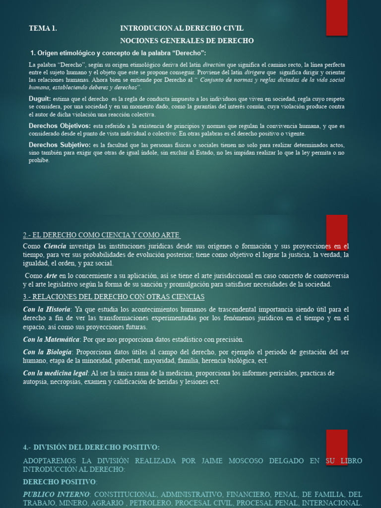 TEMA 1 Introducción Al Derecho Civil | PDF | Derecho Civil (Common Law) | Justicia