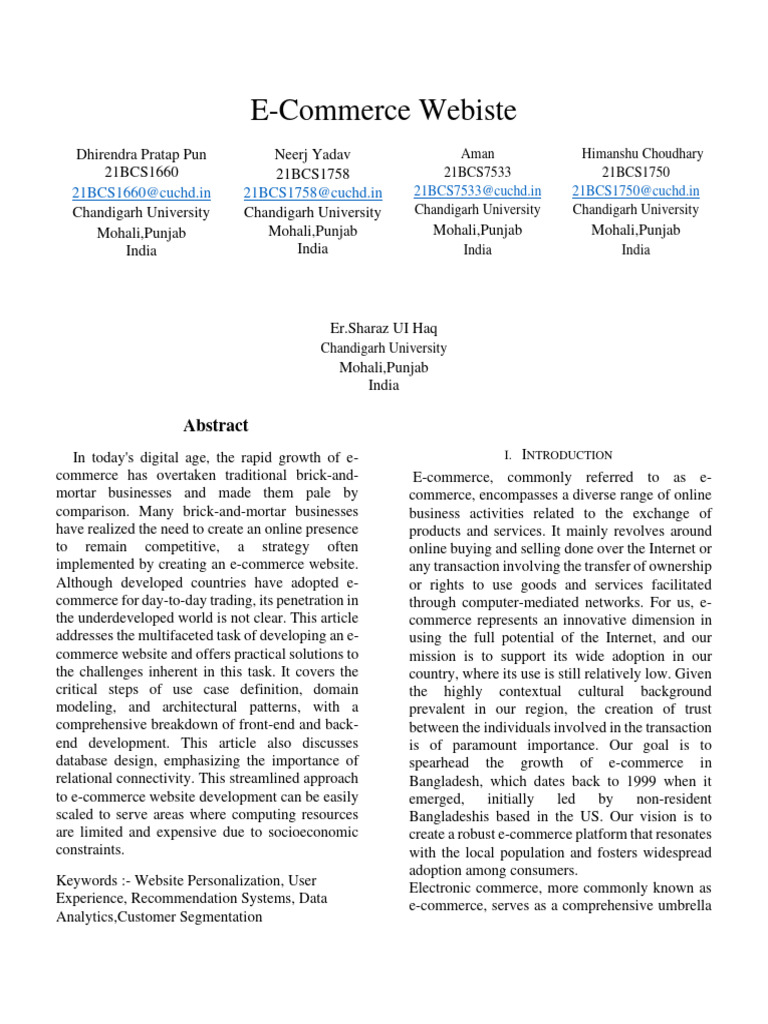E-Commerce Website Research Paper | PDF | Databases | World Wide Web
