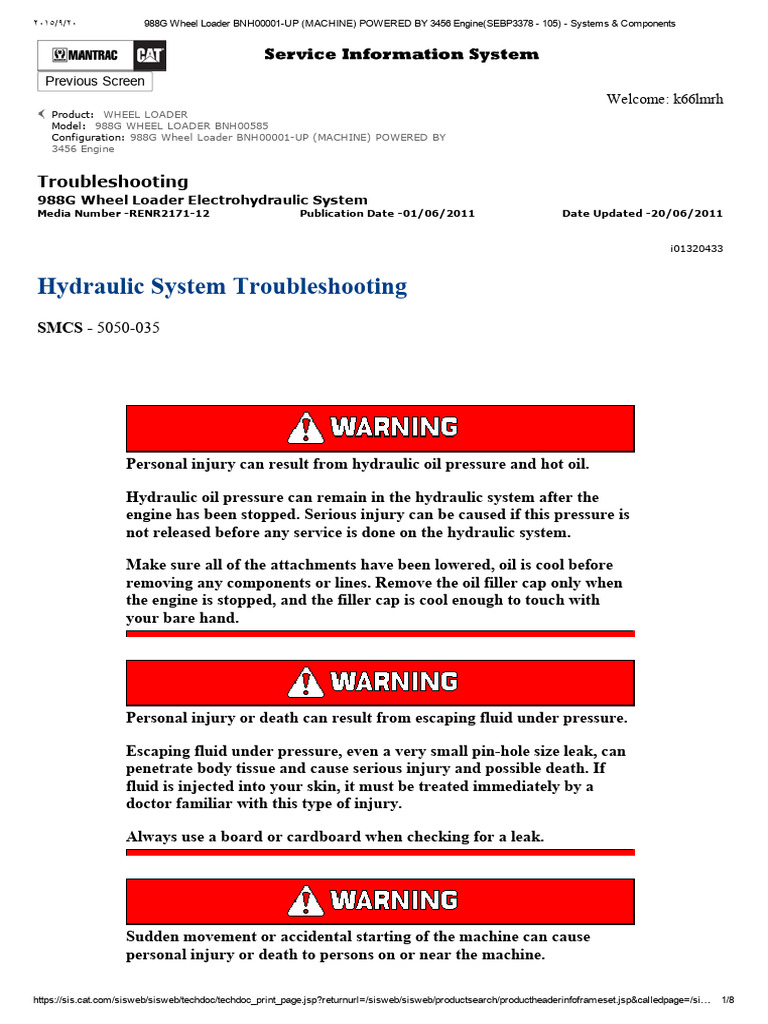 Hydraulic System Troubleshooting | Download Free PDF | Valve | Pump