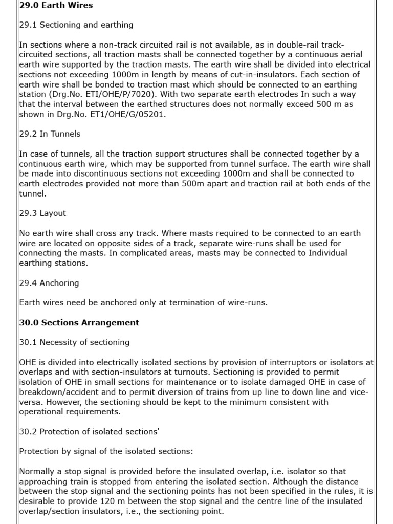 OHE Sectioning and Earth Wire Guidelines | PDF | Electrical Substation ...