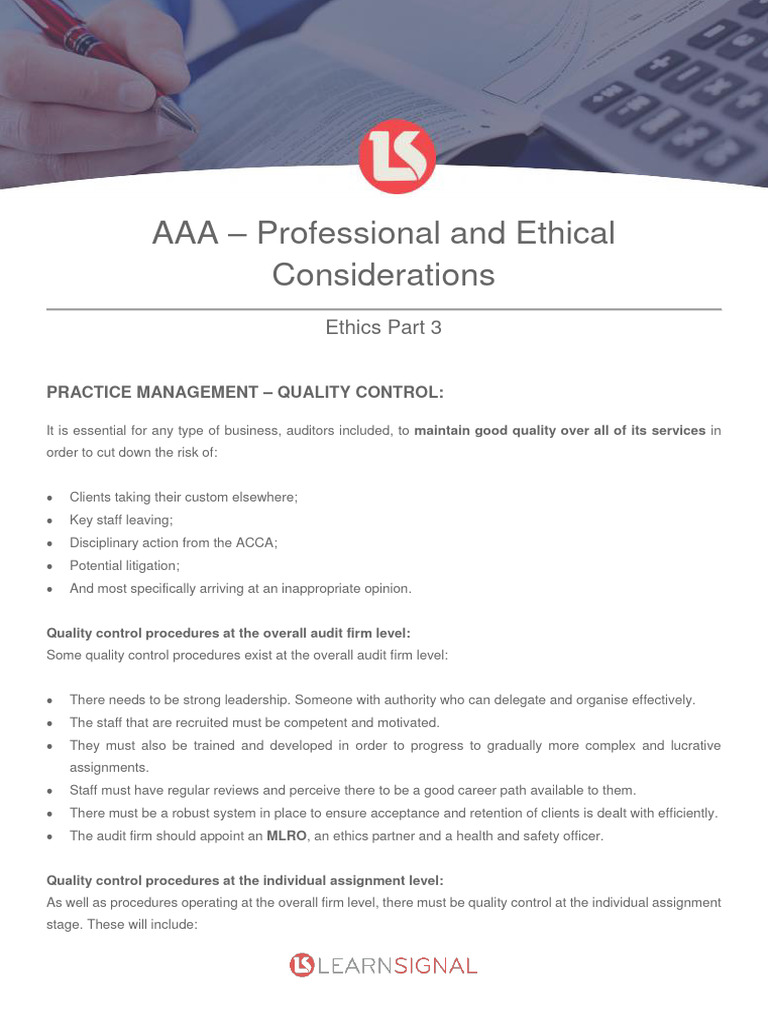 AAA Ethics Part 3 Notes | PDF | Audit | Financial Audit