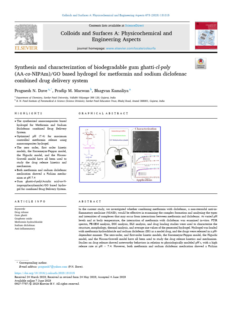 Biodegradable Hydrogel for Drug Delivery | PDF | Differential Scanning ...
