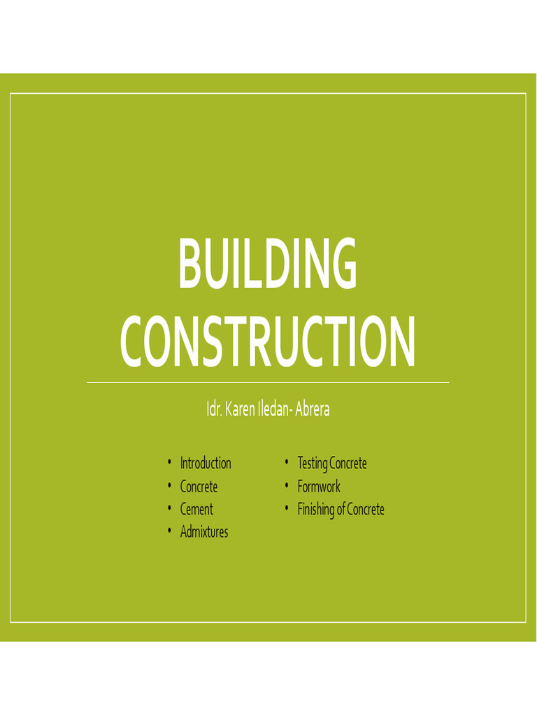 Building Construction | PDF | Concrete | Cement