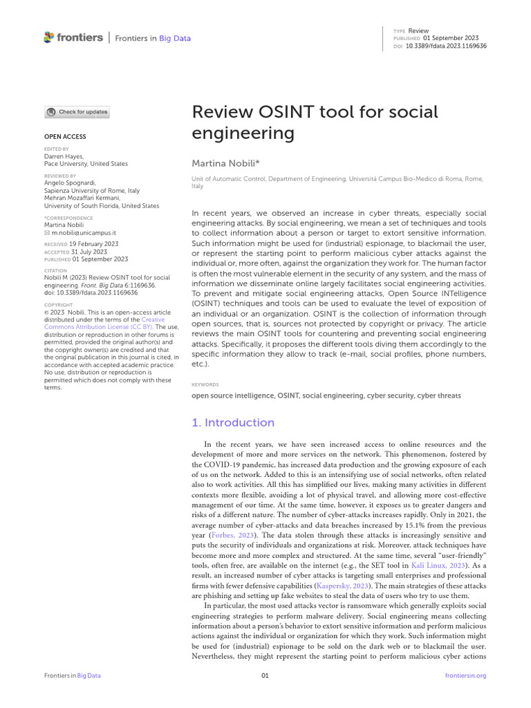 Review OSINT Tool For Social Engineering | PDF | Security | Computer Security