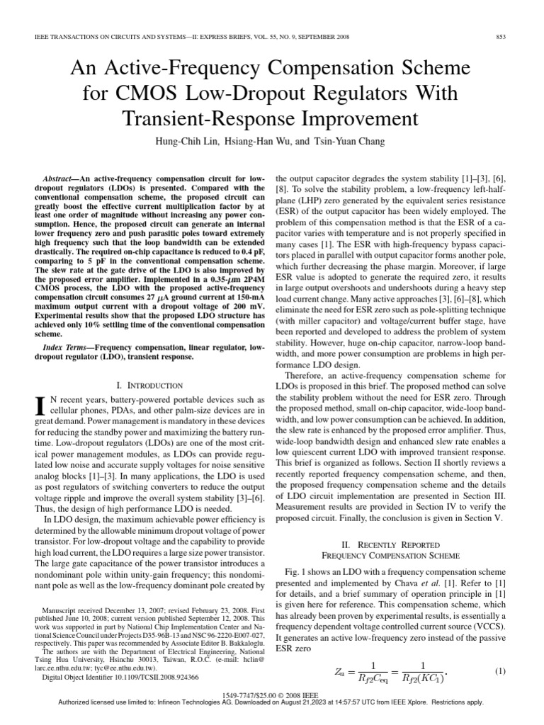 An Active-Frequency Compensation Scheme For CMOS Low-Dropout Regulators ... An Active-Frequency Compensation Scheme For CMOS Low-Dropout Regulators ...