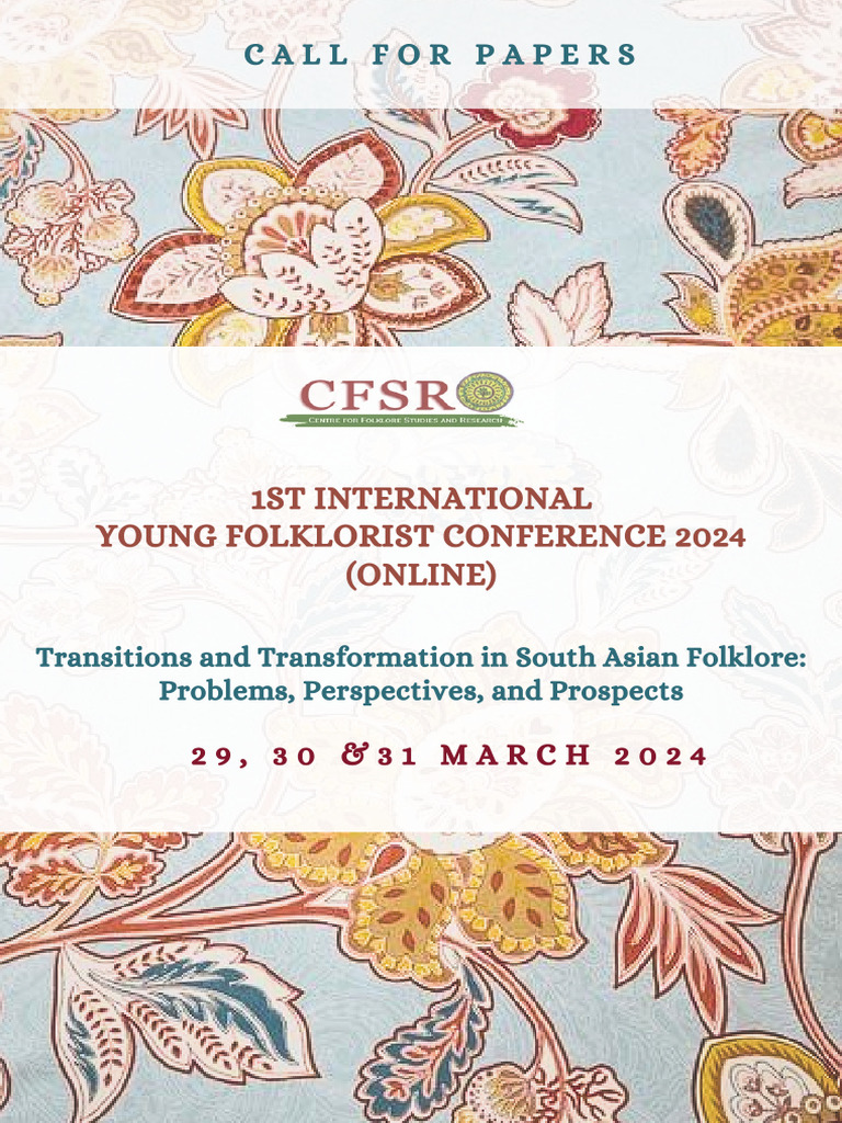 Call For Papers - CFSR YRC 2024 - Brochure Final | PDF | Folklore | Traditions