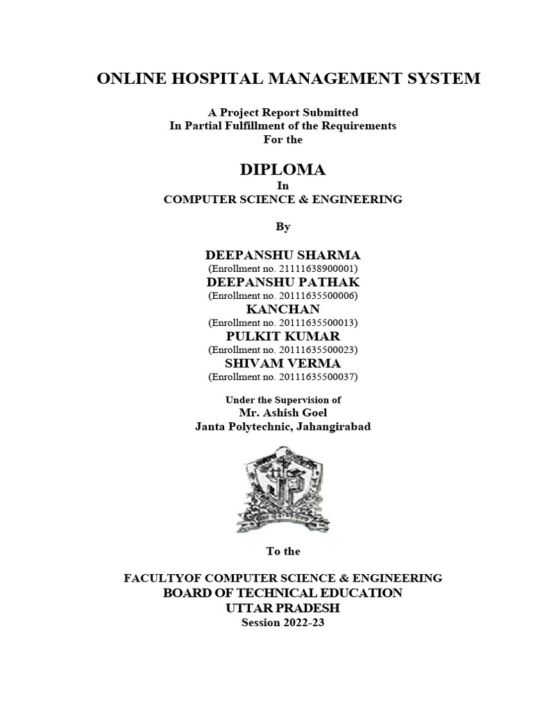 Online Hospital Management Project | PDF | Html | Html Element