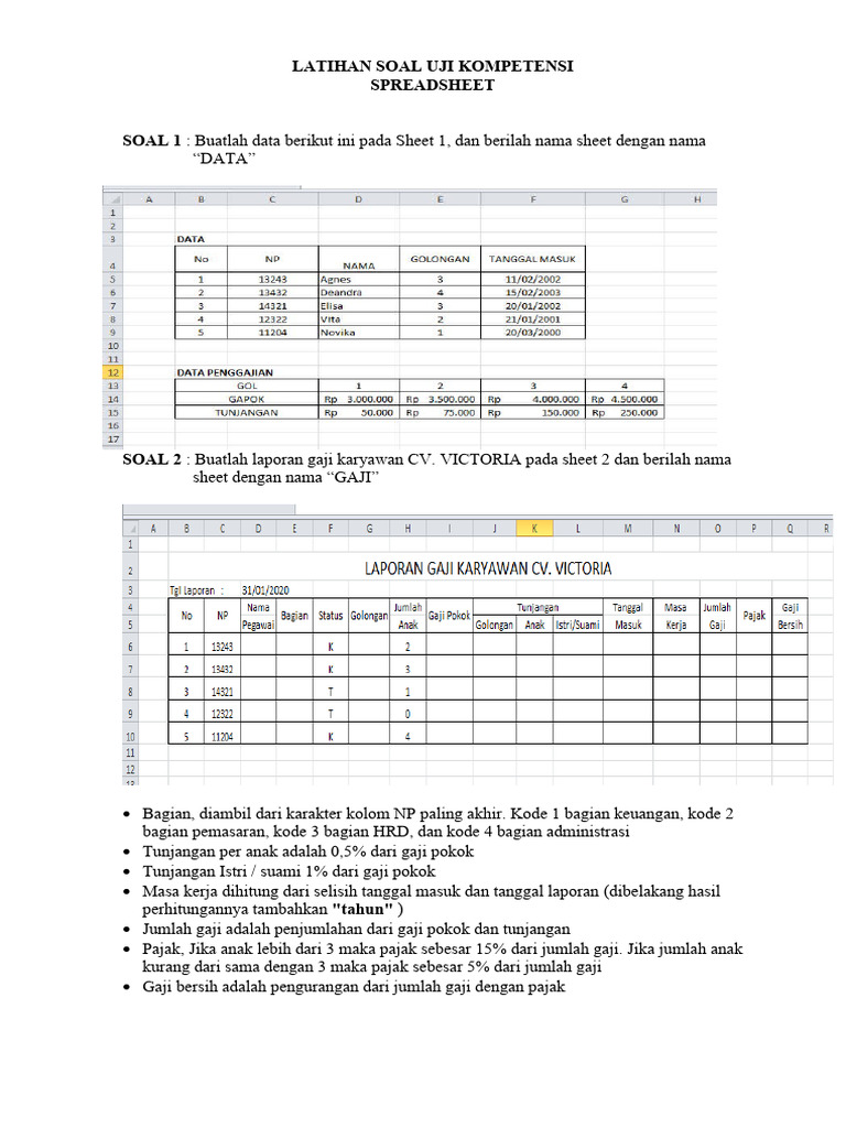 Latihan Soal Uji Kompetensi Spreadsheet Cv. Victoria | PDF | Bisnis | Pengelolaan Keuangan & Uang