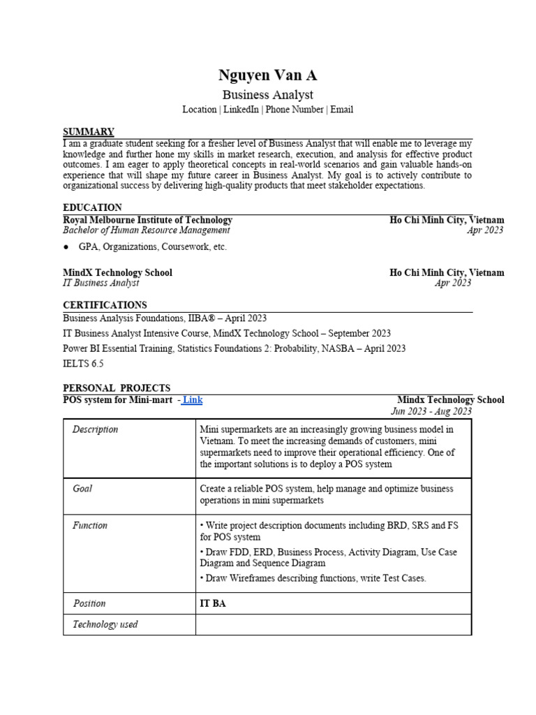 CV Sample BA | PDF | Computing | Systems Science