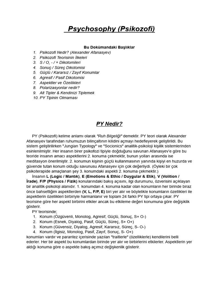 PY (Psychosophy - Psikozofi) | PDF