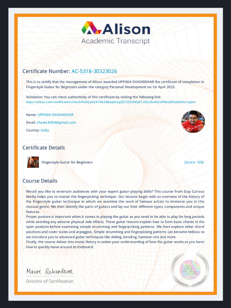 Alison Transcript 5318 30323026 | PDF | Sports & Recreation | Home & Garden