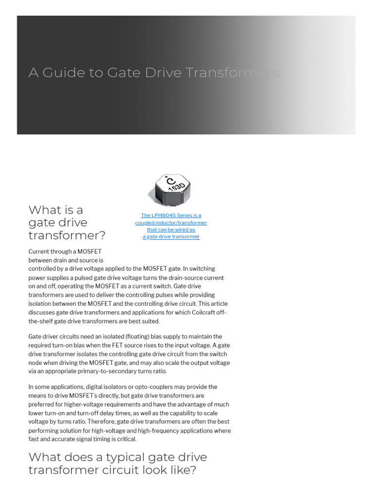 A Guide To Gate Drive Transformers - Coilcraft | PDF | Field Effect ...