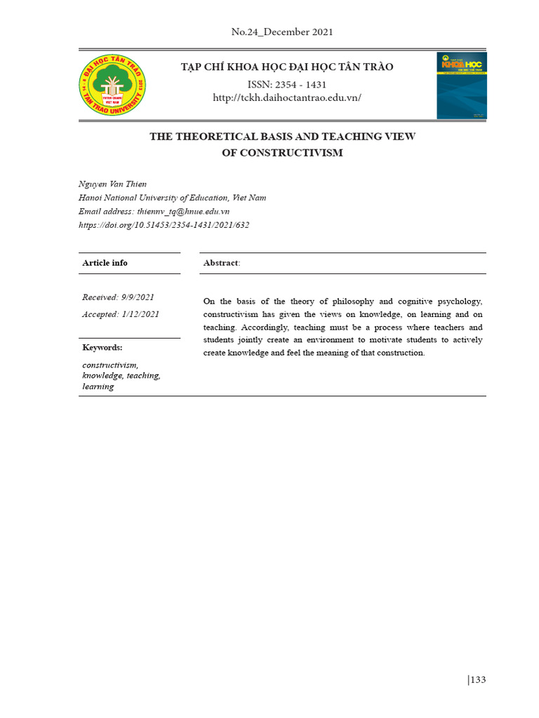 The Theoretical Basis and Teaching View of Constructivism | PDF