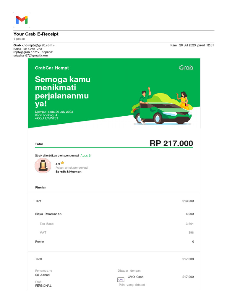 Nota Edit Grab Rumah-Bandara | PDF