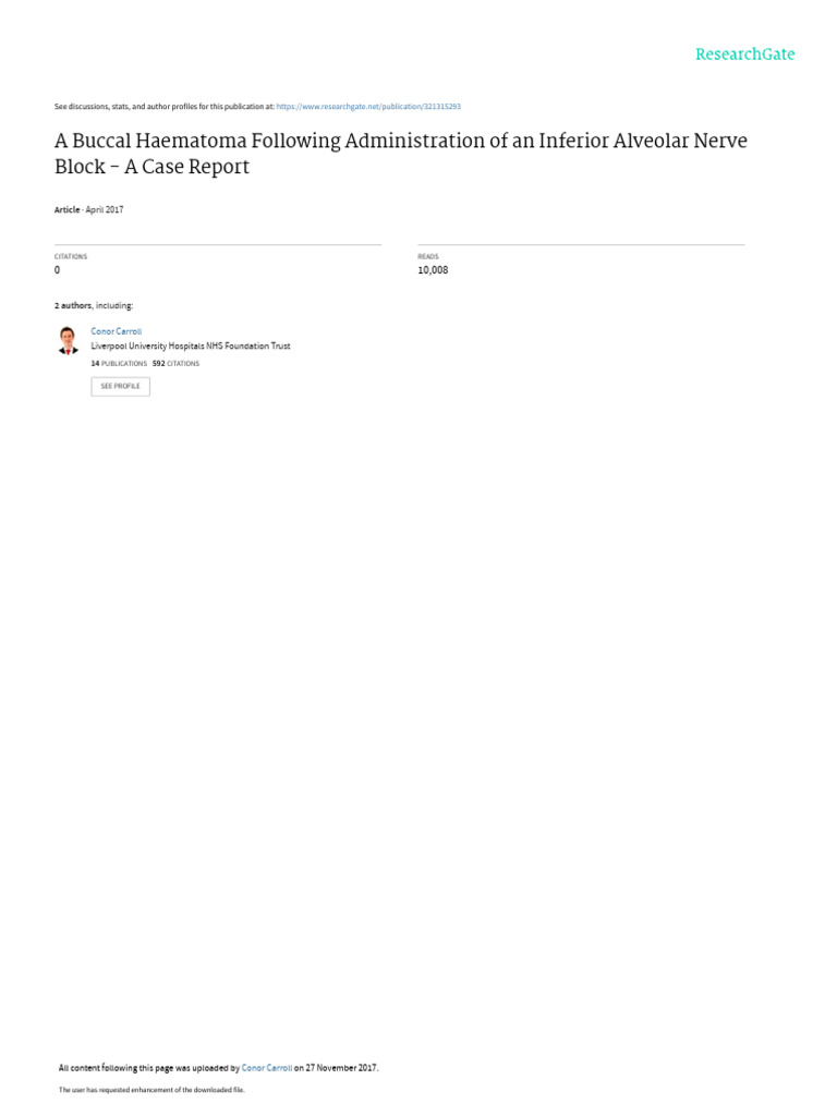 ABuccal Haematoma Following Administrationofan IANB | PDF | Anesthesia ...