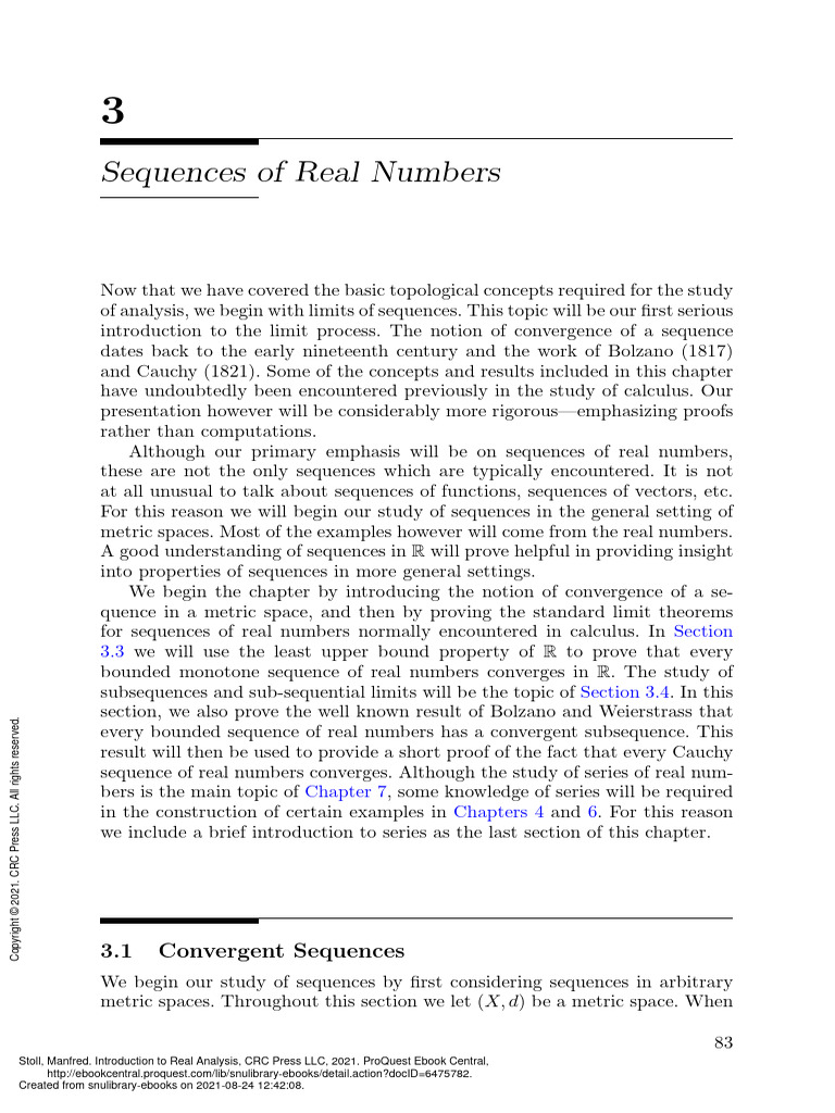 Introduction To Real Analysis - (3. Sequences of Real Numbers) | PDF | Limit (Mathematics ...