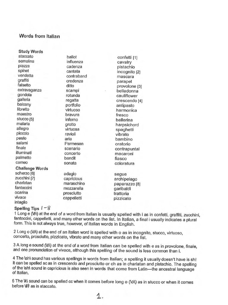 Spelling Bee Word List | PDF