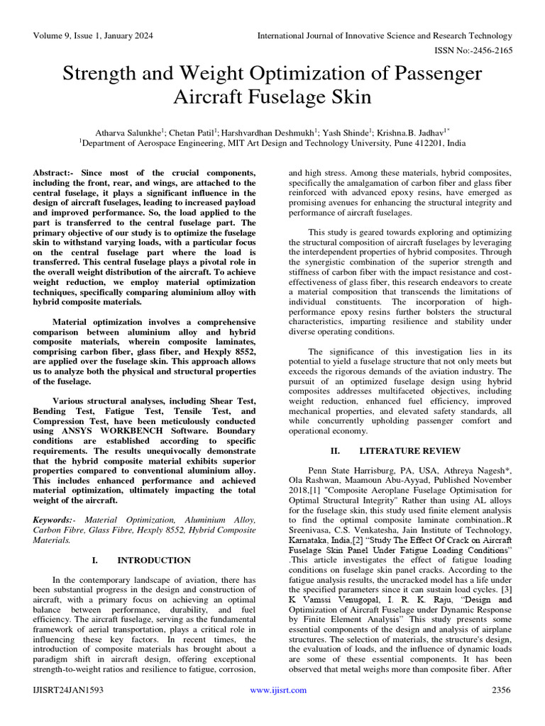 Strength and Weight Optimization of Passenger Aircraft Fuselage Skin ...