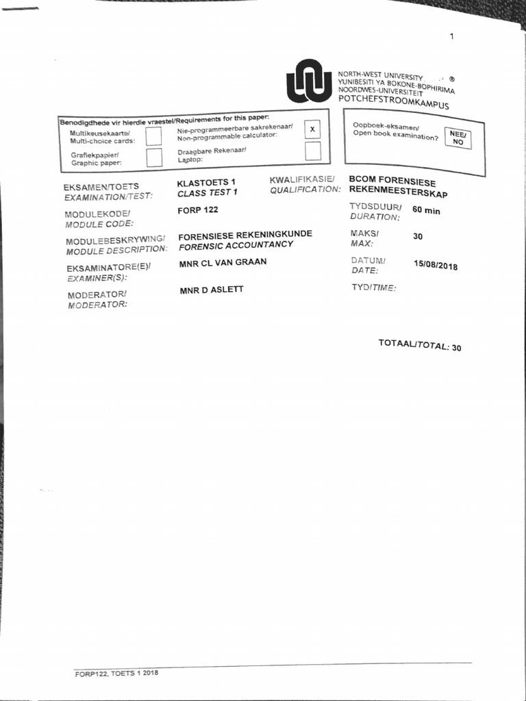 FORP 122 Toetse | PDF