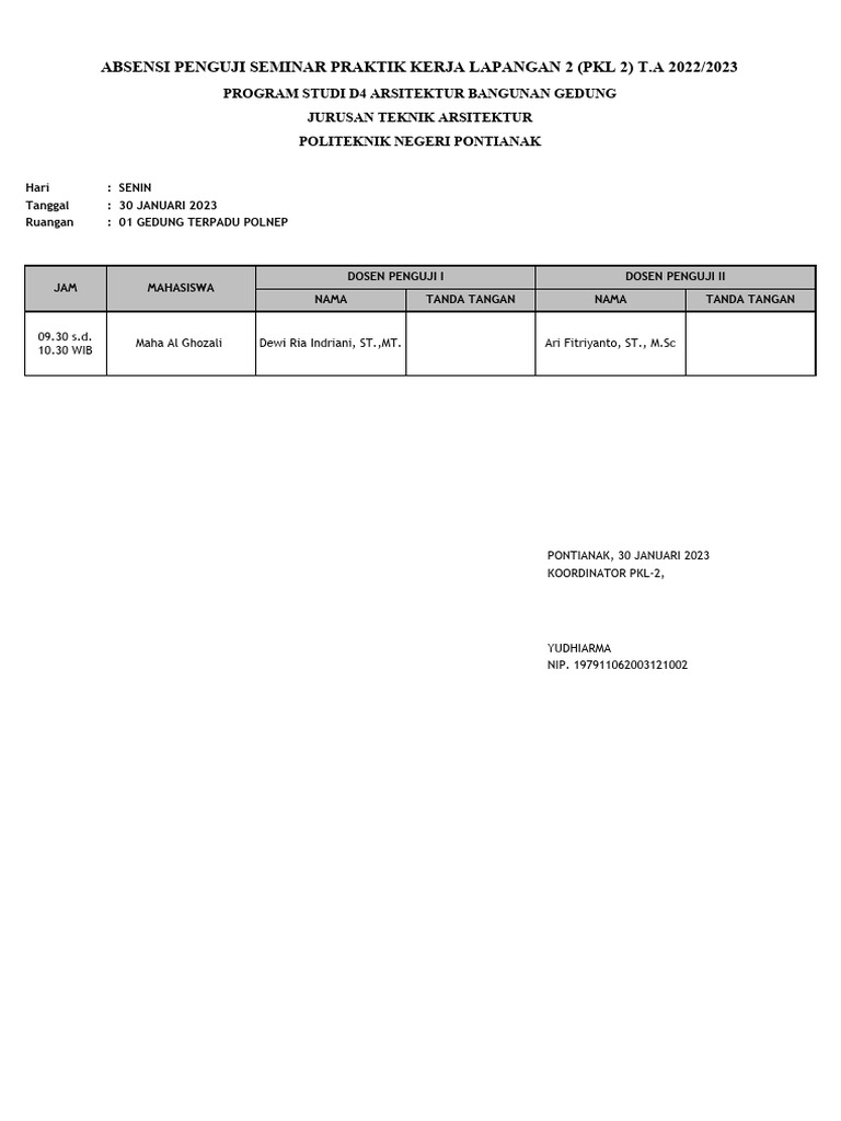 Absen Mahasiswa Seminar 2023 | PDF