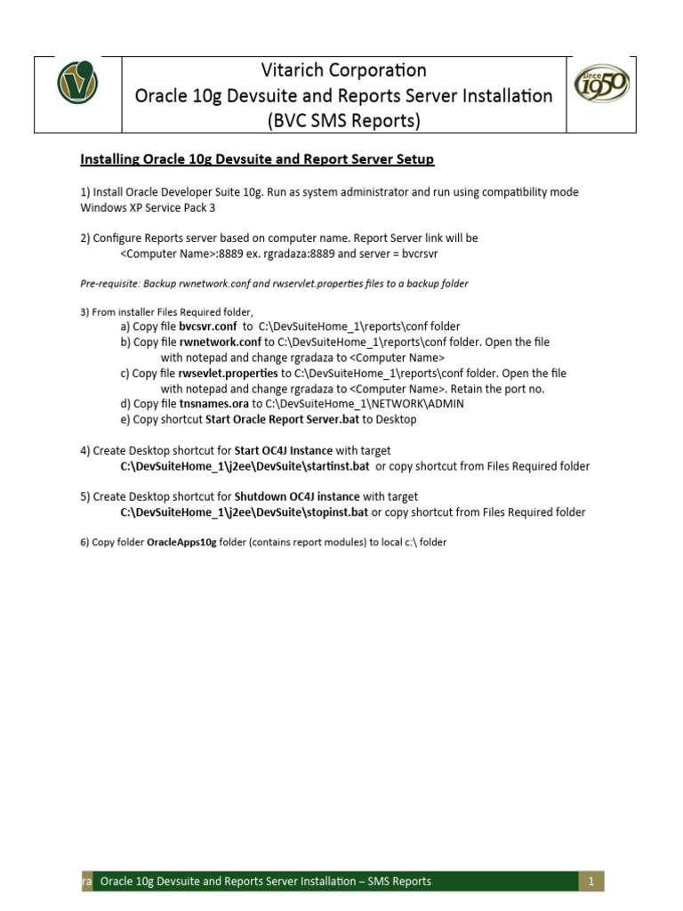 Installing Oracle 10g Devsuite and Report Server Setup | PDF | Computer File | Microsoft Software
