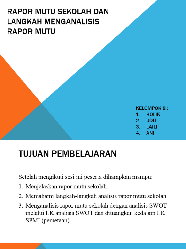 Rapor Mutu Sekolah Dan Langkah Menganalisis Rapor Mutu | PDF