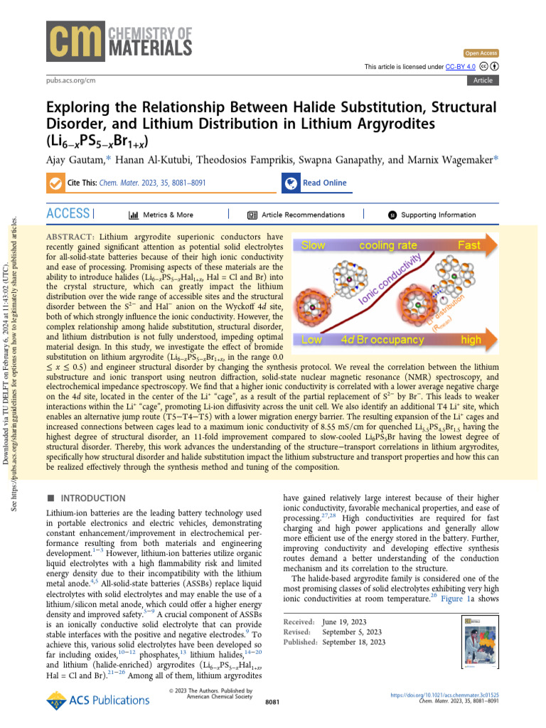 Gautam Et Al 2023 Exploring The Relationship Between Halide Substitution Structural Disorder and ...