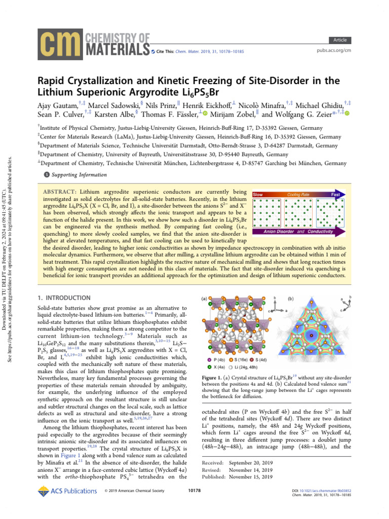 Gautam Et Al 2019 Rapid Crystallization and Kinetic Freezing of Site ... Gautam Et Al 2019 Rapid Crystallization and Kinetic Freezing of Site ...