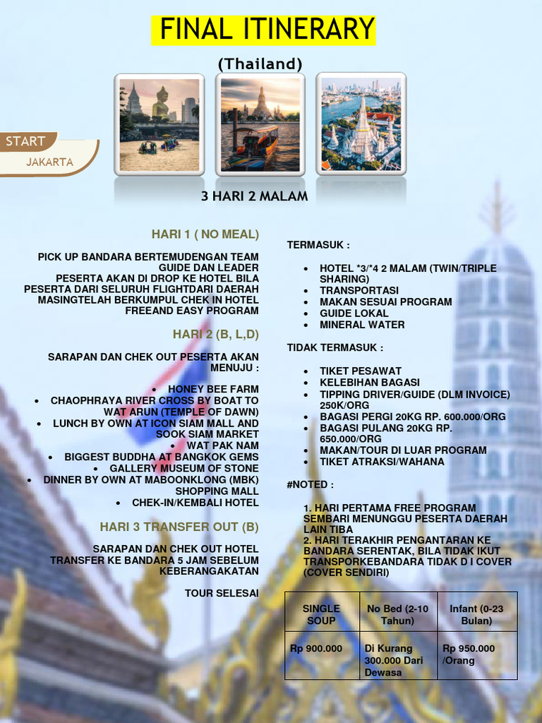 ITIN THAILAND - Bangkok 3H2M | PDF
