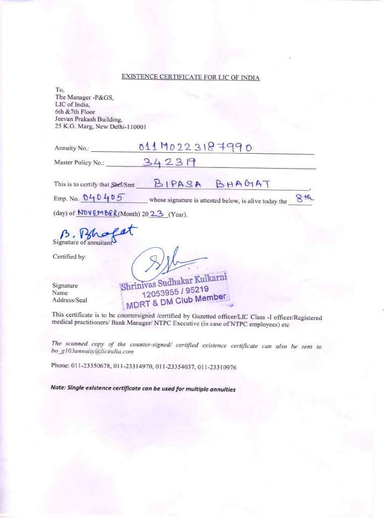 Existence Certificate | PDF