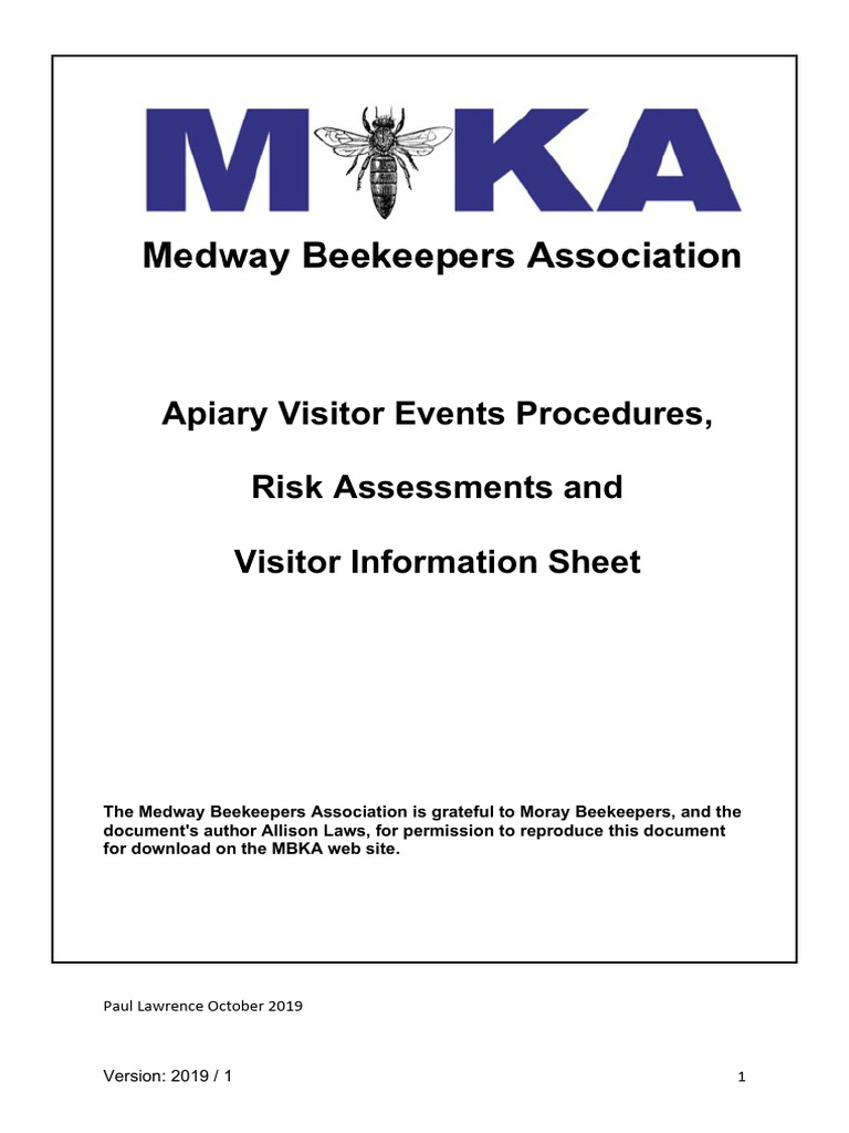 MBKA Risk Assessment Re Honey Bees 2019 Version 1 | PDF | Beekeeping ...