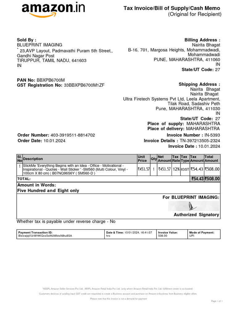 Invoice For Outside Office | PDF | Invoice | Business
