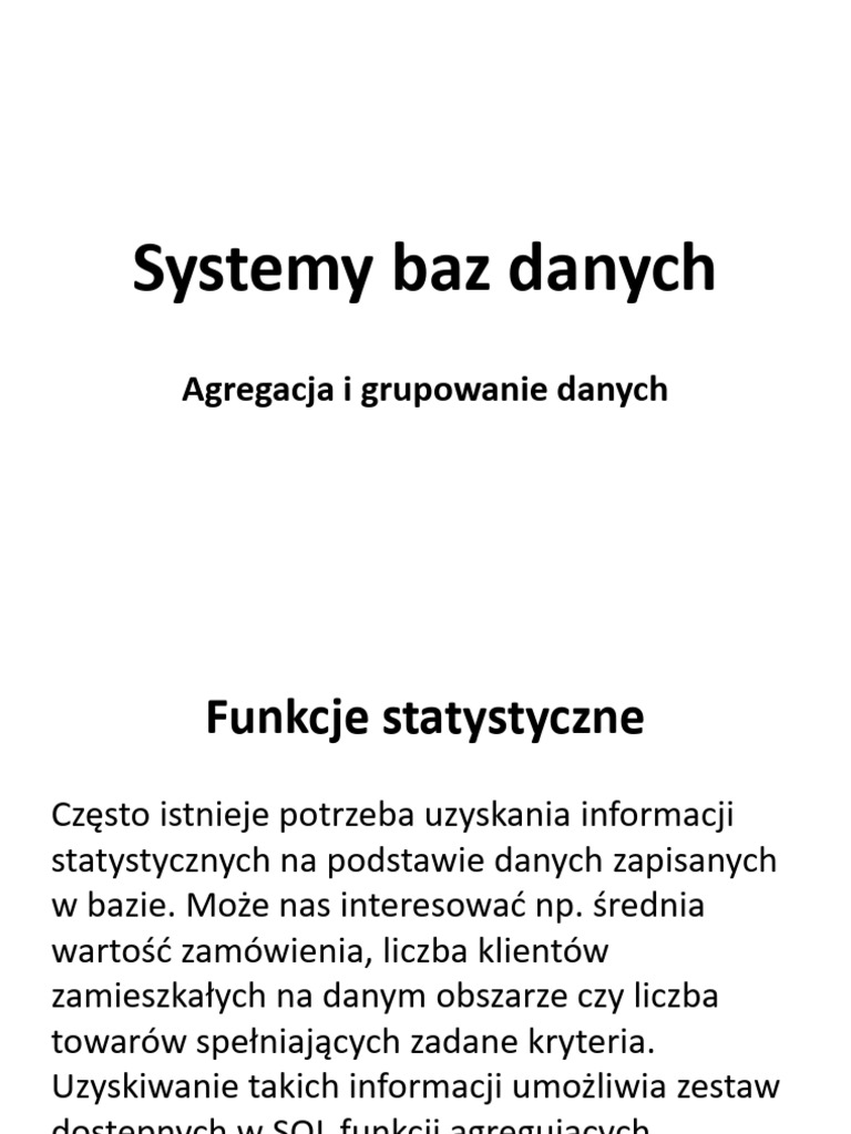 Agregacja I Grupowanie Danych | PDF
