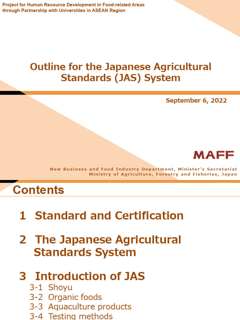 Outline For The Japanese Agricultural STD | PDF | Soy Sauce | Food And Drink