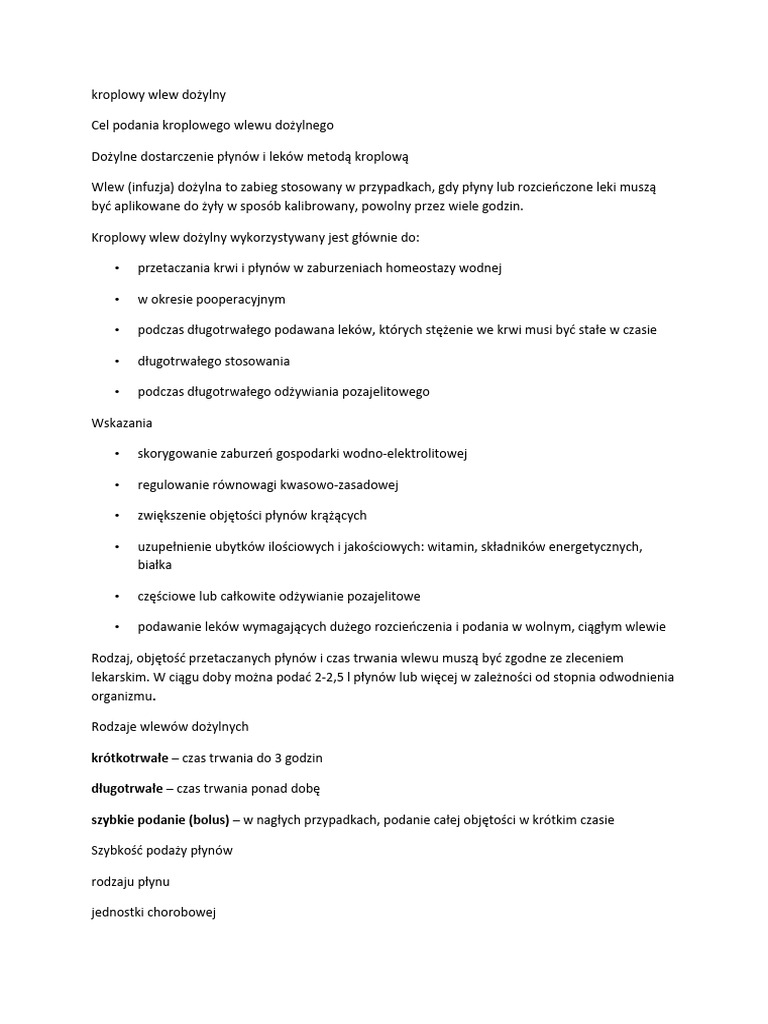 Kroplowy Wlew Dożylny | PDF