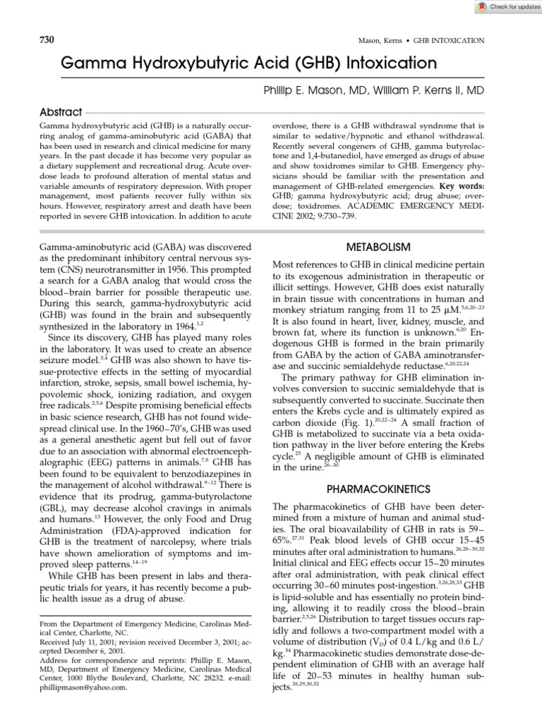 Academic Emergency Medicine - 2008 - Mason - Gamma Hydroxybutyric Acid ...