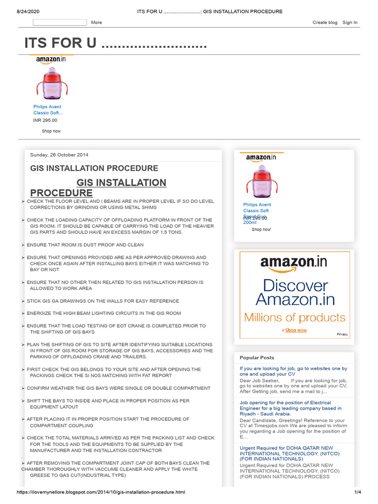 Gis Installation Procedure | PDF | Vacuum | Crane (Machine)