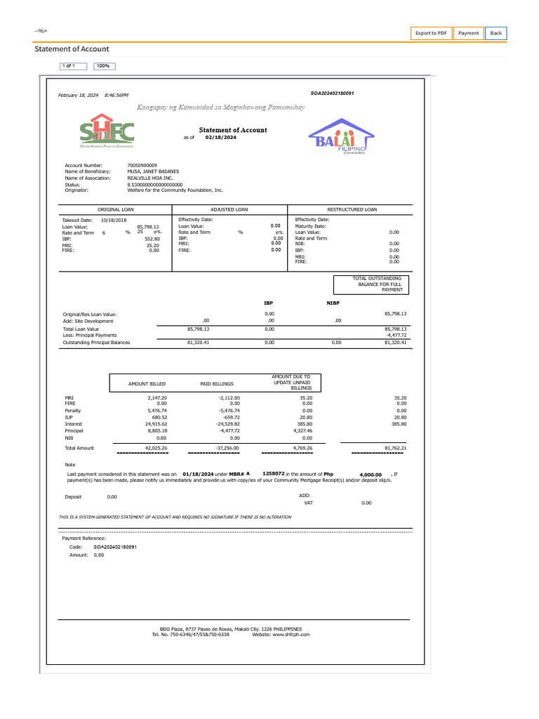 Musa Statement | PDF | Credit | Finance & Money Management