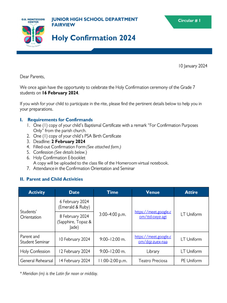 FV Confirmation Circular | PDF