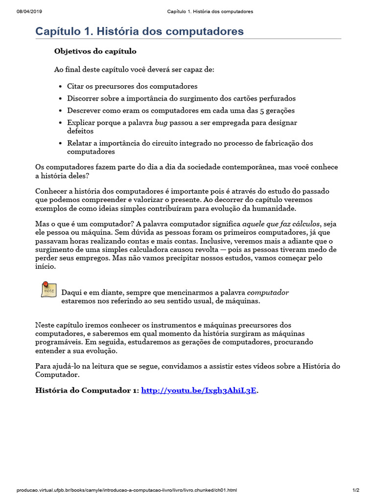 História Dos Computadores | PDF | Evolução | Informática