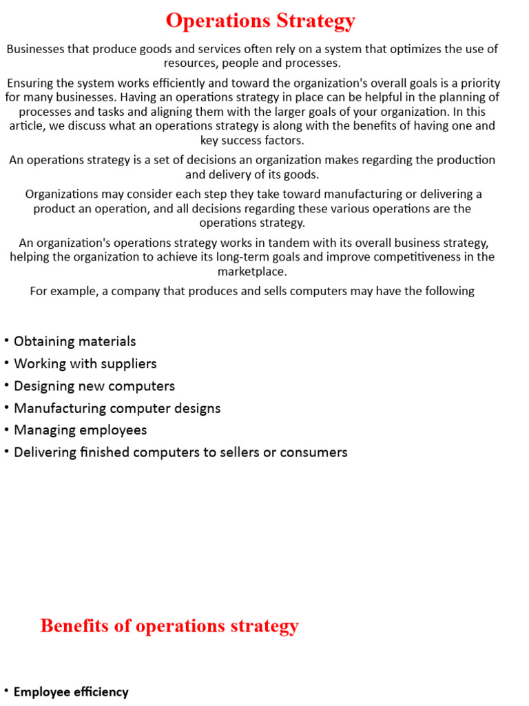 Operations Strategy | PDF | Supply Chain | Evaluation