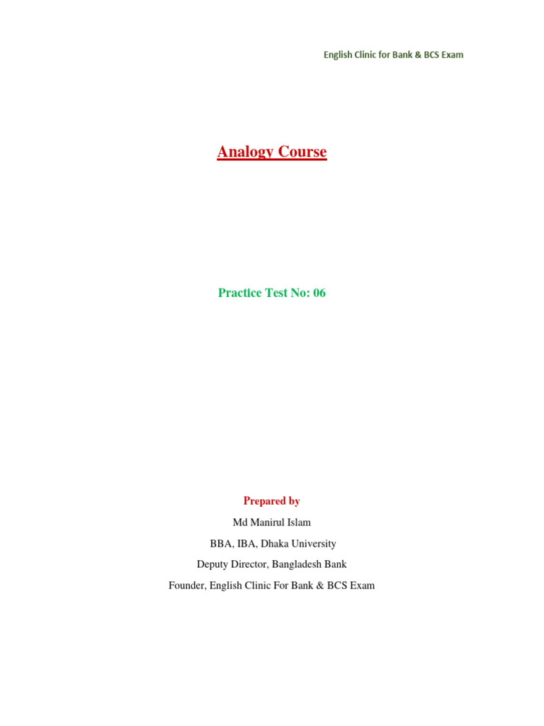 Analogy Practice Test No-06 | PDF