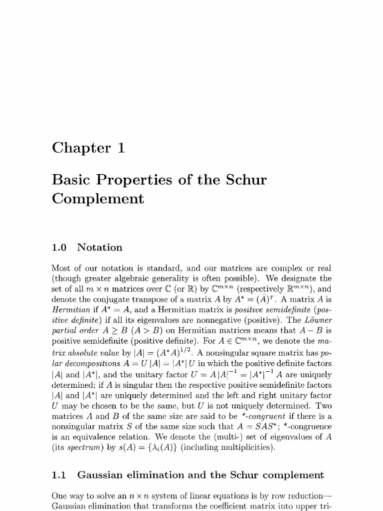 Basic Properties of Schur Complement | PDF | System Of Linear Equations | Matrix (Mathematics)