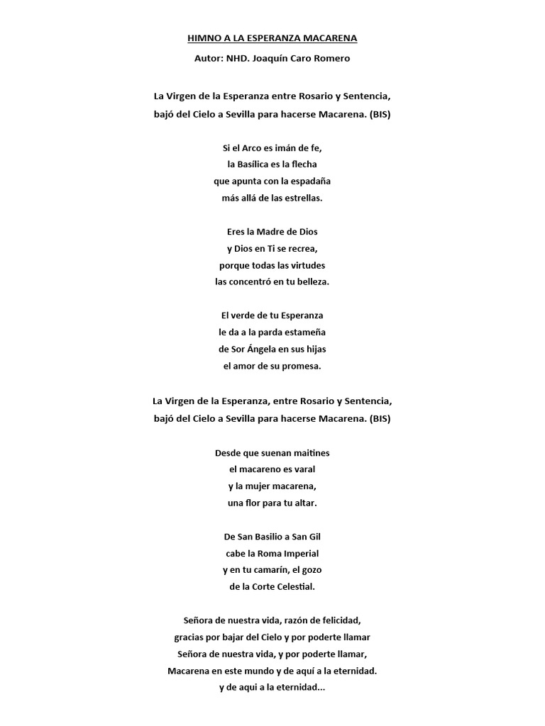 Himno A La Esperanza Macarena | PDF